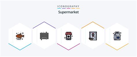 Supermarket 25 Filledline Icon Pack Including Milk Beverage Online Rice Cereal 19205056