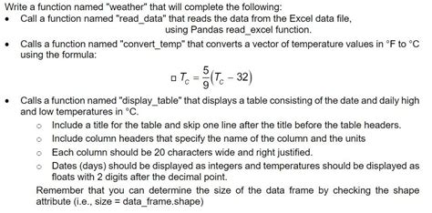 Solved Write A Function Named Weather That Will Complete