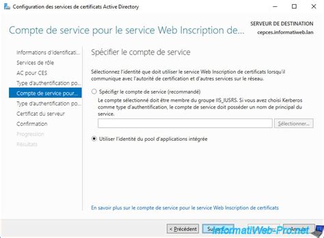 Installer Et Configurer Les Serveurs Cep Et Ces Pour Les Demandes De Certificats Depuis Un