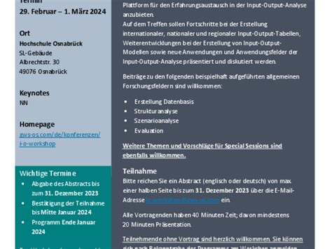 Call For Papers Input Output Workshop Universität Bremen