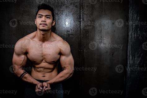 Portrait Of Asian Man Big Muscle At The Gym Thailand People Workout For