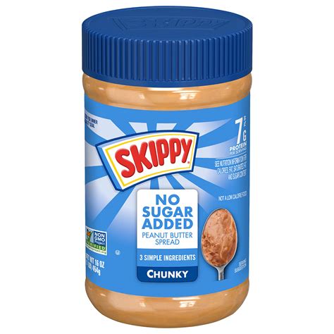 Skippy Peanut Butter Spread No Sugar Added Chunky 16