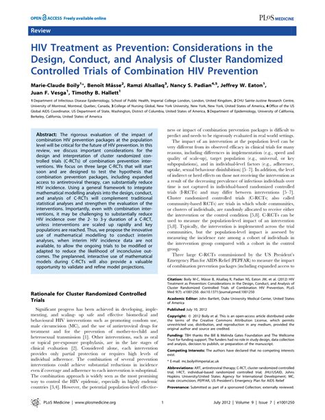 Pdf Hiv Treatment As Prevention Considerations In The Design Conduct And Analysis Of