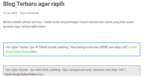 Cara Membuat Kotak Script Di Dalam Postingan Blog Terbaru Agar Rapih