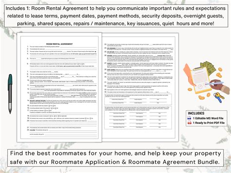 Room Rental Application And Roommate Agreement Bundle Find The Most