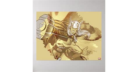 Thor Throwing Mjolnir Poster Zazzle
