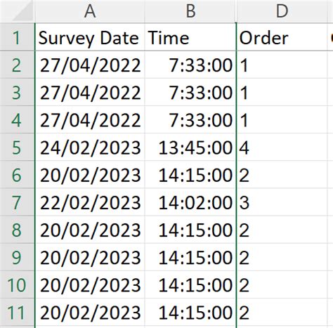 Function How To Calculate Numeric Order Of Data Using Dates And Time In Excel Stack Overflow