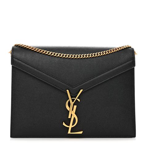 Saint Laurent Grain De Poudre Monogram Cassandra Clasp Bag Black