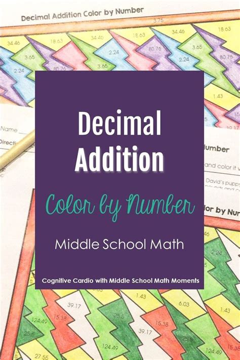 Adding Decimals Color By Number Print And Digital Math Coloring Sheets Middle School Math