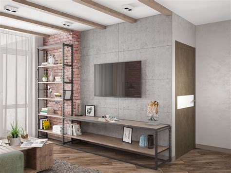 Минималистичный интерьер гостиной в стиле лофт