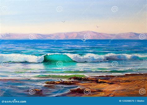 Pittura Di Vista Sul Mare Onda Del Mare Immagine Stock Immagine Di