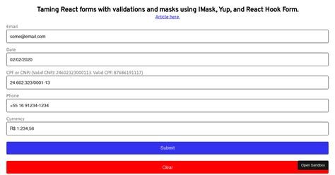 Taming React Forms With Validations And Masks Using Imask Yup And