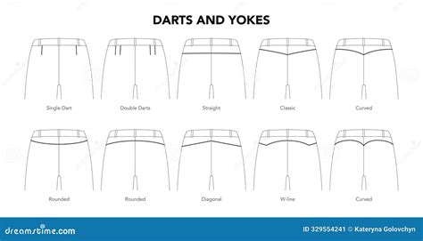 Set Of Pants Darts And Yokes Details Single Double Dart Straight