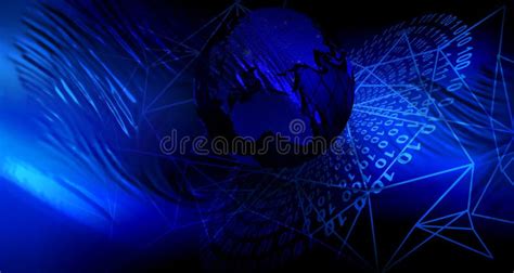 Binary Code And Cogs Background With Global Marketing Digital Abstract Technology Background