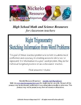 Sketching Information From Trig Word Problems By Nickelo Resource Emporium