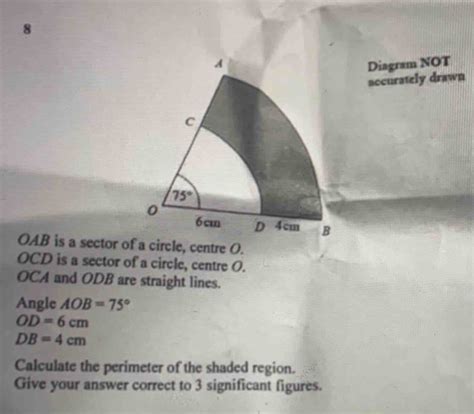 Solved 8 Diagram NOT Accurately Drawn OAB Is A Sector Of A Circle