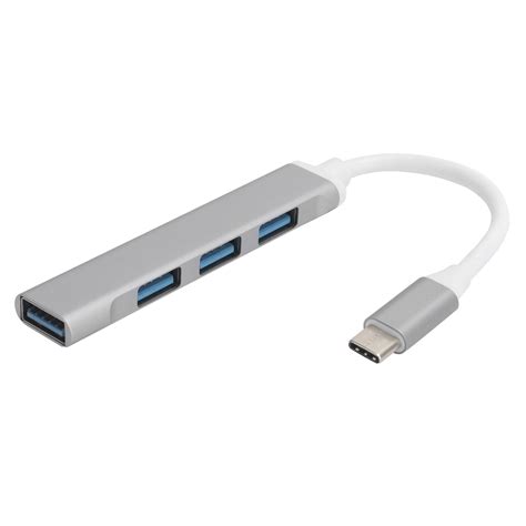 Typec Hub 4 Puertos Usb30 Adaptador Convertidor Aleación De Aluminio