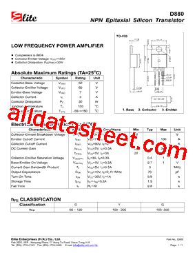 D880 Datasheet(PDF) - Elite Enterprises (H.K.) Co., Ltd.