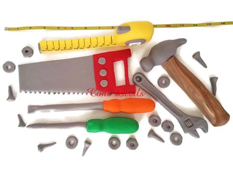 Tool Party Cake Toppers Colorful Tools Cake Decorations Etsy