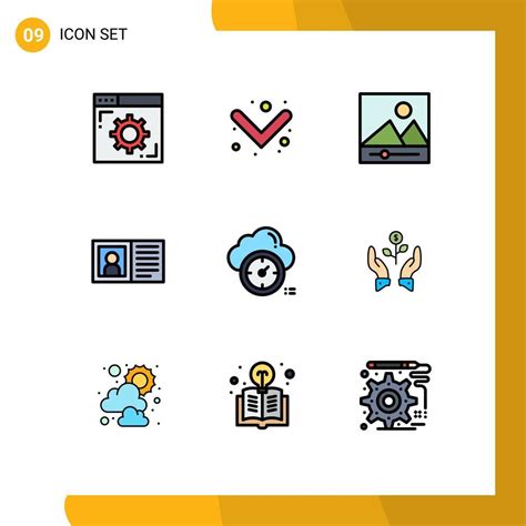 User Interface Pack Of 9 Basic Filledline Flat Colors Of Timer Dashboard Media Information