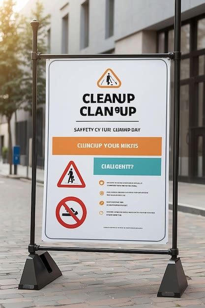 Community Cleanup Day Safety Guidelines Signage Mockup With Empty Blank