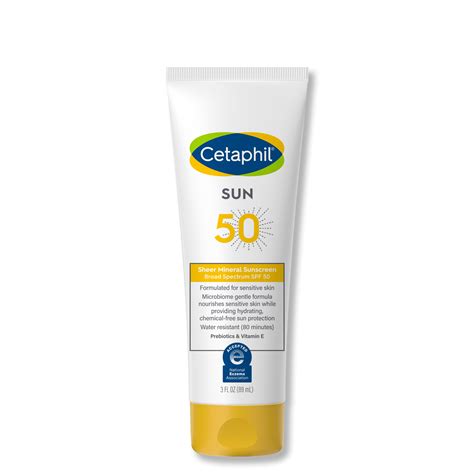Cetaphil Sheer Sunscreen Lotion For Face And Body Spf 50 100 Mineral Uv Filters 3 Oz