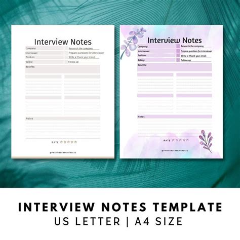 Interview Notes Template Interview Preparation And Job Search