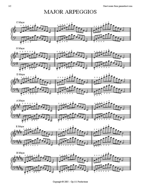 Arpeggios Major Pianostreet Pdf Pdf