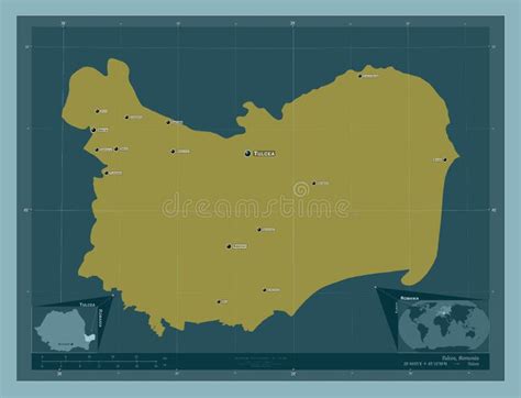 Tulcea Romania Solid Labelled Points Of Cities Stock Illustration