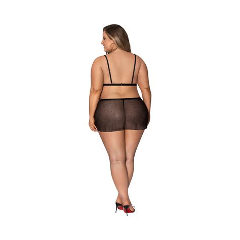 Magic Silk Girl Next Door Bralette W Skirt Black Queen Size