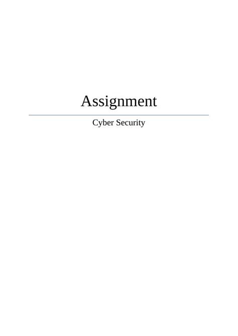 Assignment On Cyber Security PDF