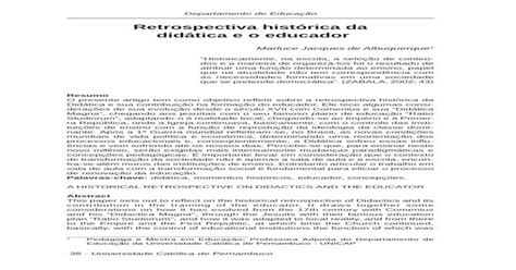 Pdf Retrospectiva Histórica Da Didática E O Educador Pdfslidenet