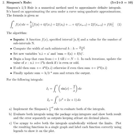 Solved Simpson S Rule Chegg