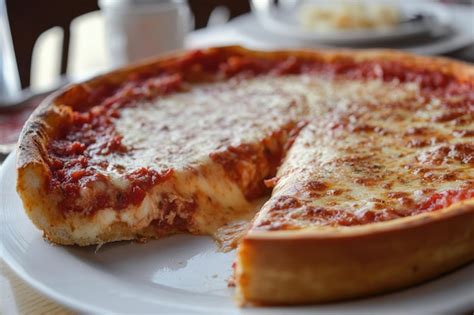 Chicago Style Deep Dish Cheese Pizza A Savory Italian Meal With