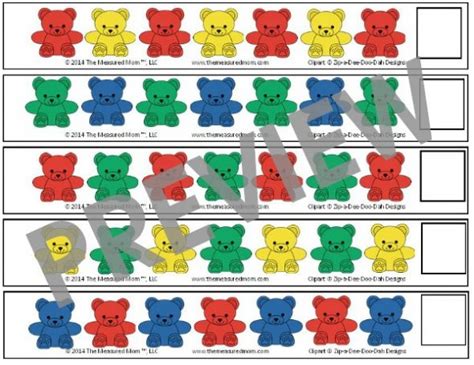 Free Bear Counter Pattern Strips For Preschoolers The Measured Mom