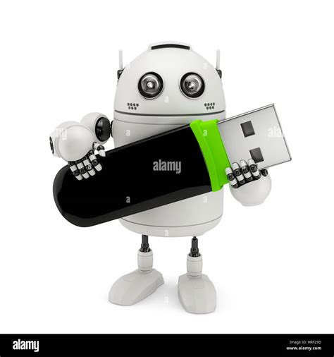 Robot Holding Usb Flash Drive Isolated On White Stock Photo Alamy