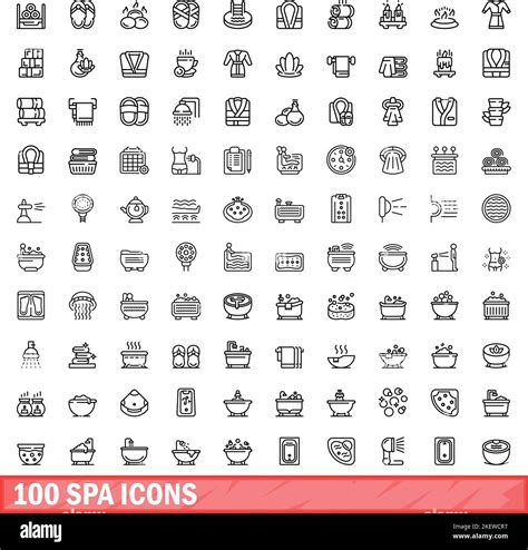 100 Spa Icons Set Outline Illustration Of 100 Spa Icons Vector Set