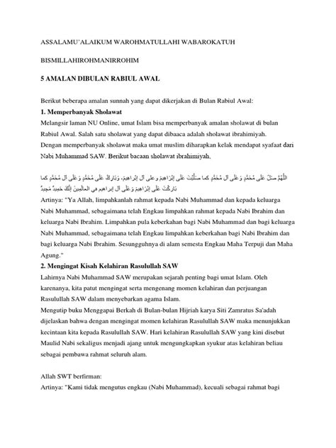 5 Amalan Bulan Rabiul Awal Pdf