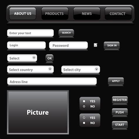 Premium Vector Web Panel On Black Background