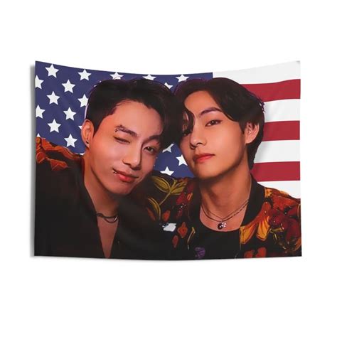 Bts Taekook Selfie Flag Banner Bts Taehyung Jungkook Kpop American
