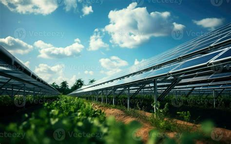 Ai Generated Solar Panel Arrays Symbolizing Sustainable Energy