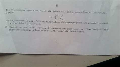 solved in a two dimensional vector space consider the