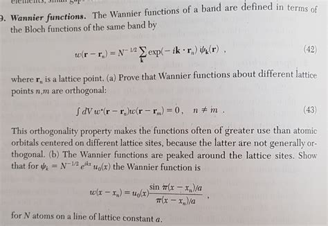 Solved Elements Shall Supu 9 Wannier Functions The