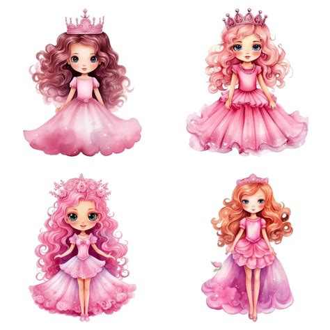 귀여운 공주 수채 터 일러스트레이션 프리미엄 벡터