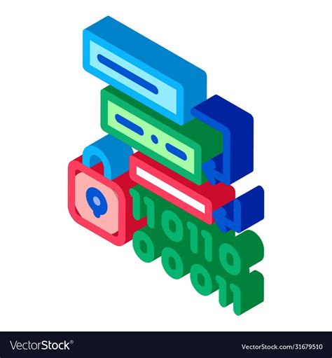 Binary Protection Algorithm Isometric Icon Vector Image