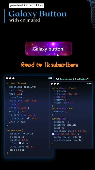 galaxy button short shortvideo coding cssanimation csshovereffect