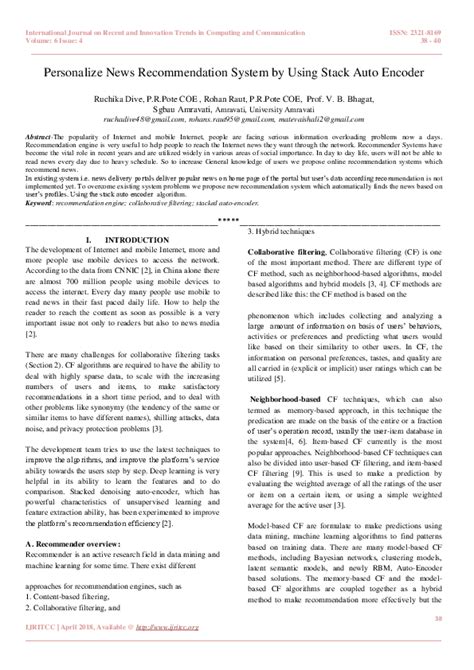 Pdf Personalize News Recommendation System By Using Stack Auto Encoder