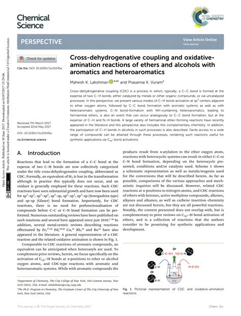 Pdf Cross Dehydrogenative Coupling And Oxidative Amination Reactions