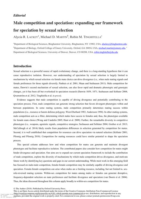Pdf Male Competition And Speciation Expanding Our Framework For