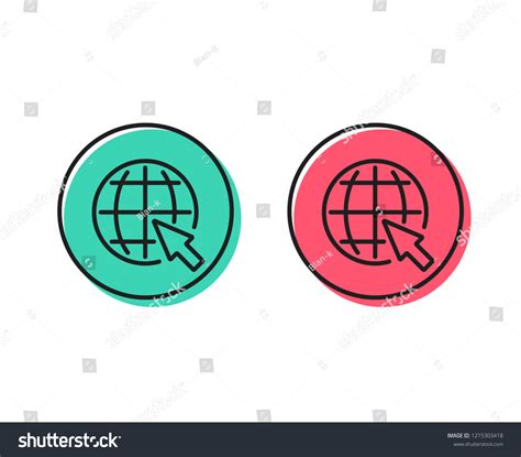 Globe Mouse Cursor Line Icon World Stock Vector Royalty Free 1215303418